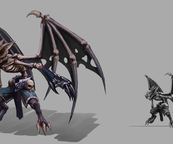 ArtStation - Low poly 3D Monster - Bone bat | Game Assets