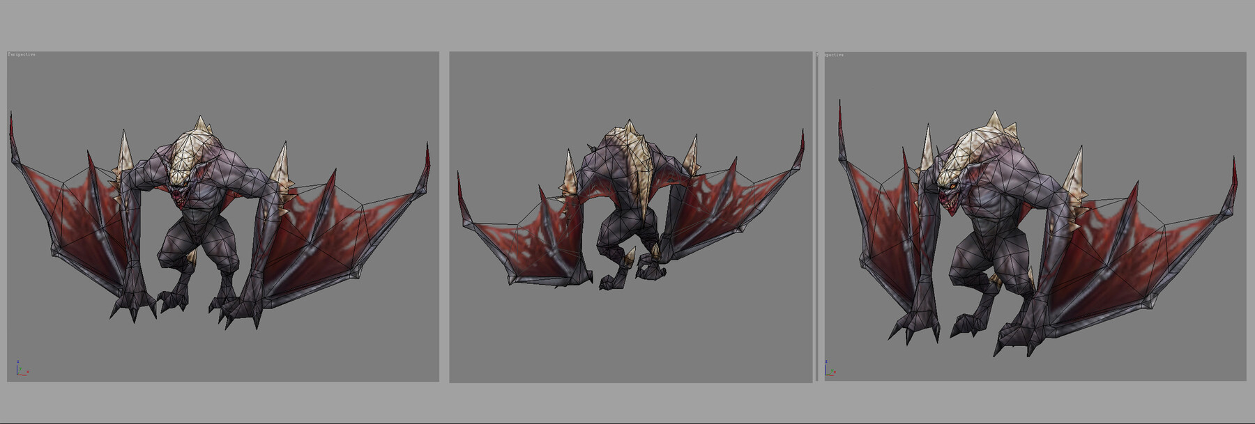 ArtStation - Low poly 3D Monster - Bone Bat 02 | Game Assets