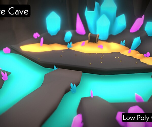 ArtStation - Treasure Cave - Low poly Game level | Game Assets