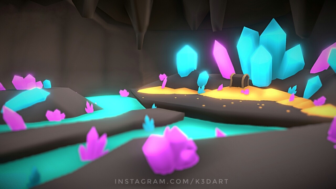 ArtStation - Treasure Cave - Low poly Game level | Game Assets