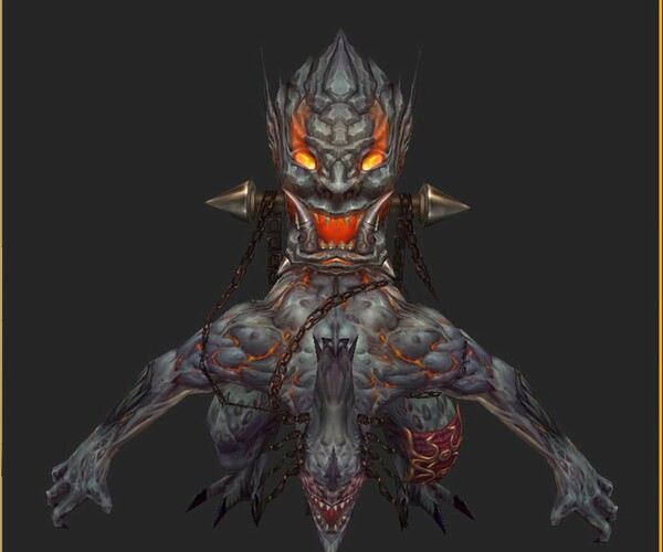 ArtStation - Low poly 3D Monster - Demon from the Fire | Game Assets