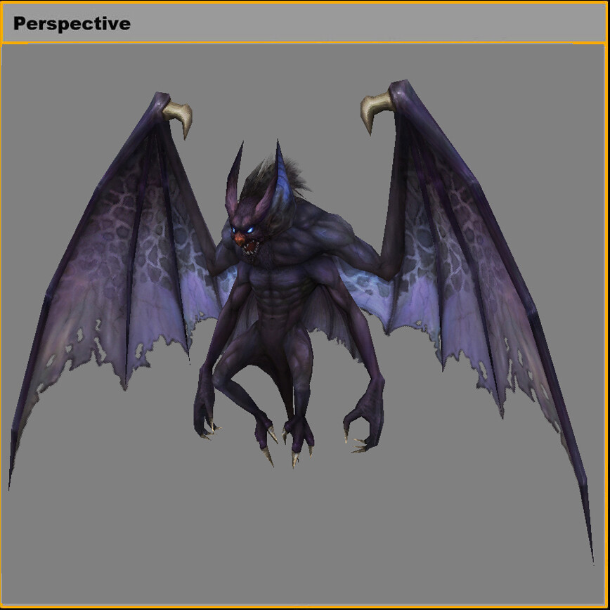 ArtStation - Low poly 3D Monster - Four-winged bat | Game Assets