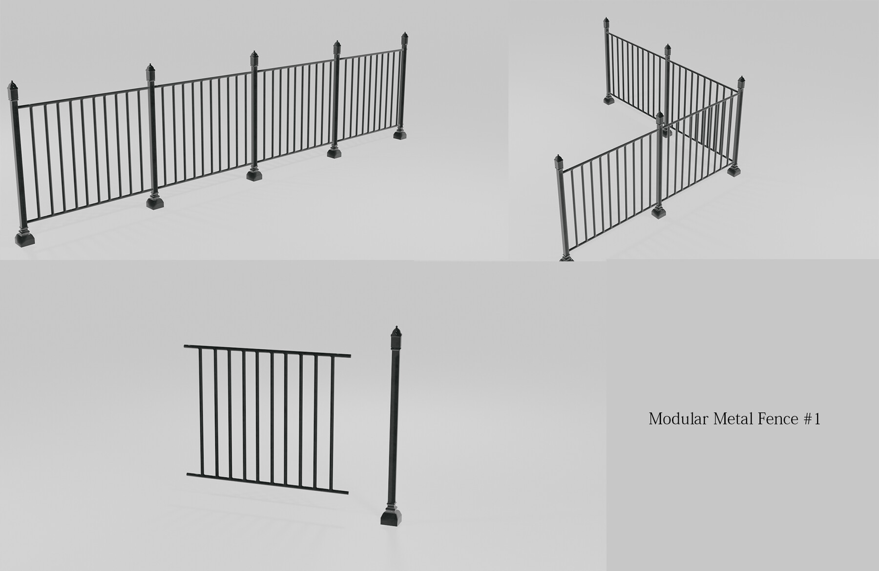 ArtStation - Modular Metal Fence 1 3D model | Game Assets