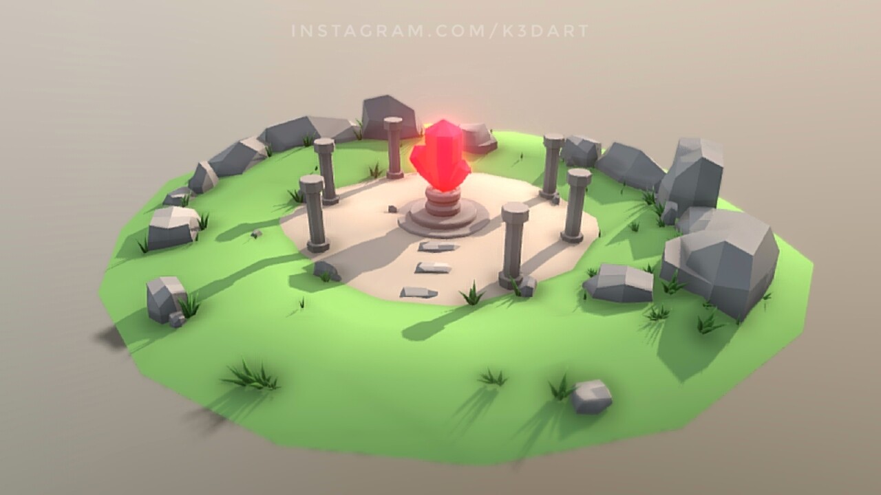 ArtStation - Crystal Defense - low poly game level | Game Assets