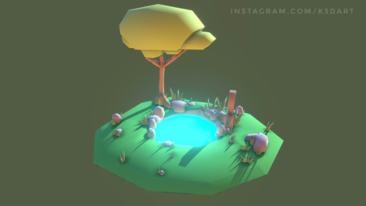 ArtStation - Wishing Pond Magical - Low poly game scene | Game Assets