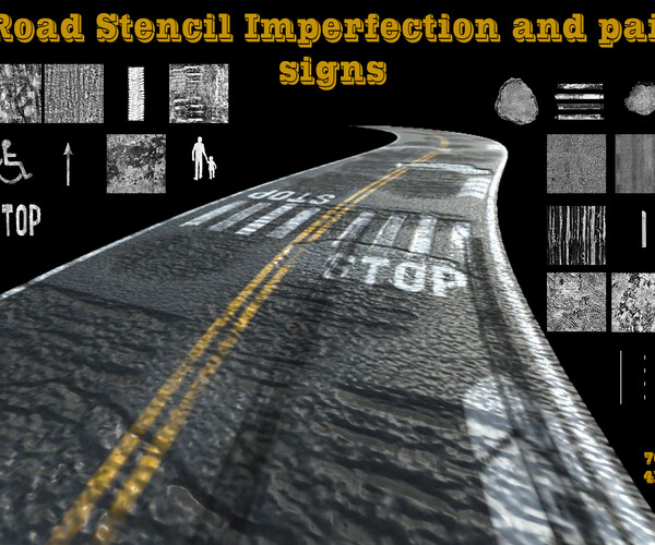 ArtStation - 70 Road Stencil Imperfection and painted sign | Brushes