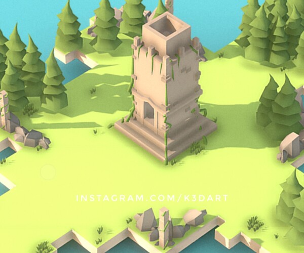 ArtStation - Isometric Castle - Low poly game level | Game Assets