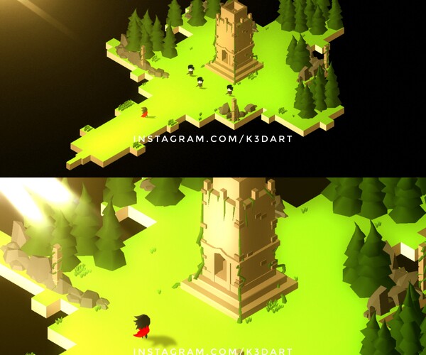 ArtStation - Isometric Castle - Low poly game level | Game Assets