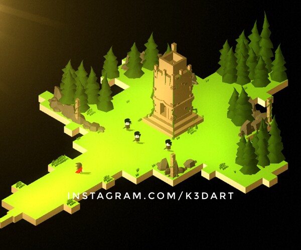 ArtStation - Isometric Castle - Low poly game level | Game Assets