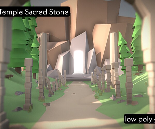 ArtStation - Ancient Temple Sacred Stone - Low poly game level | Game ...