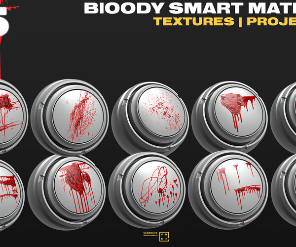 ArtStation - 45 BLOOD Smart Materials, Stamps | Stencils [PBR Textures ...