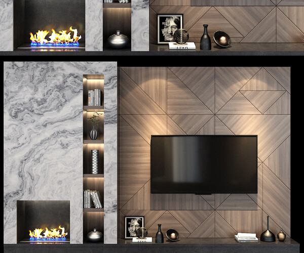 ArtStation - TV Wall set 02 / TV Stand / TV Shefl | Resources