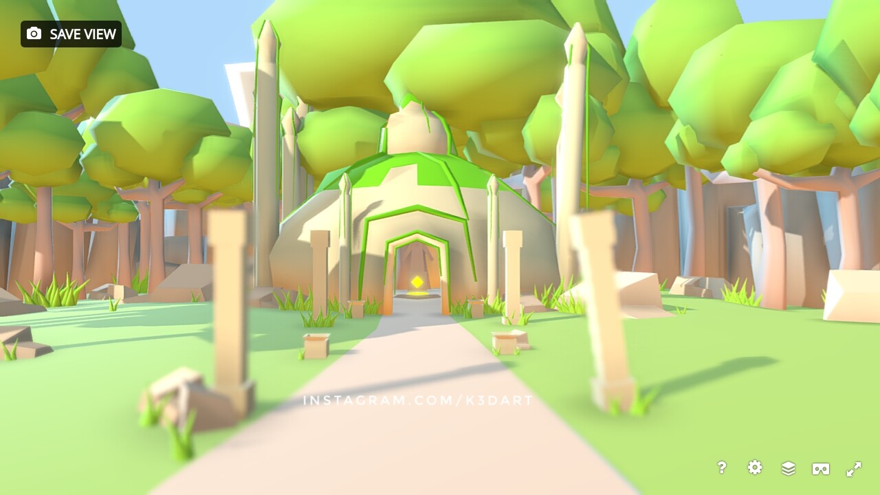 ArtStation - Temple Ruined Cave - low poly game level | Game Assets