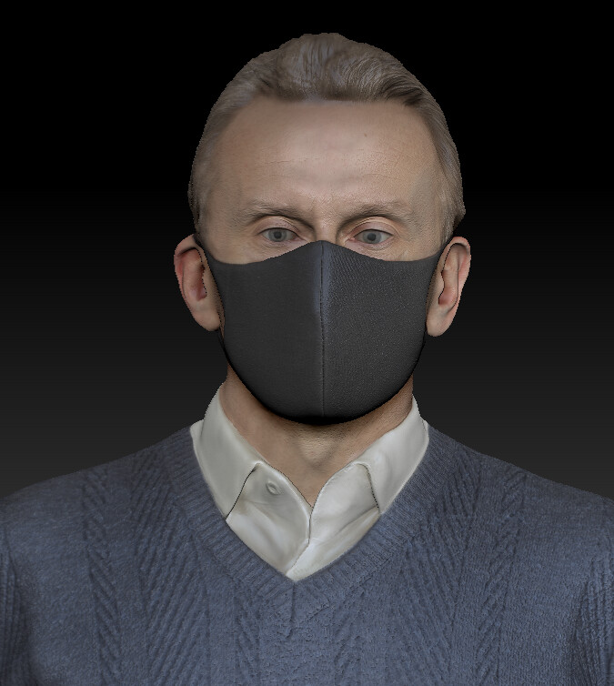 ArtStation - Man in casual clothes and face mask in A-pose 319 | Game ...