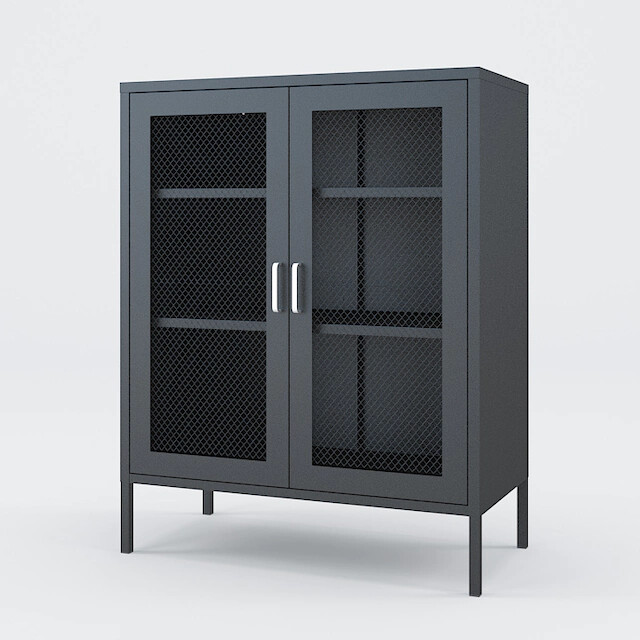 ArtStation - Blanc 3-tier steel transparent mesh storage cabinet ...