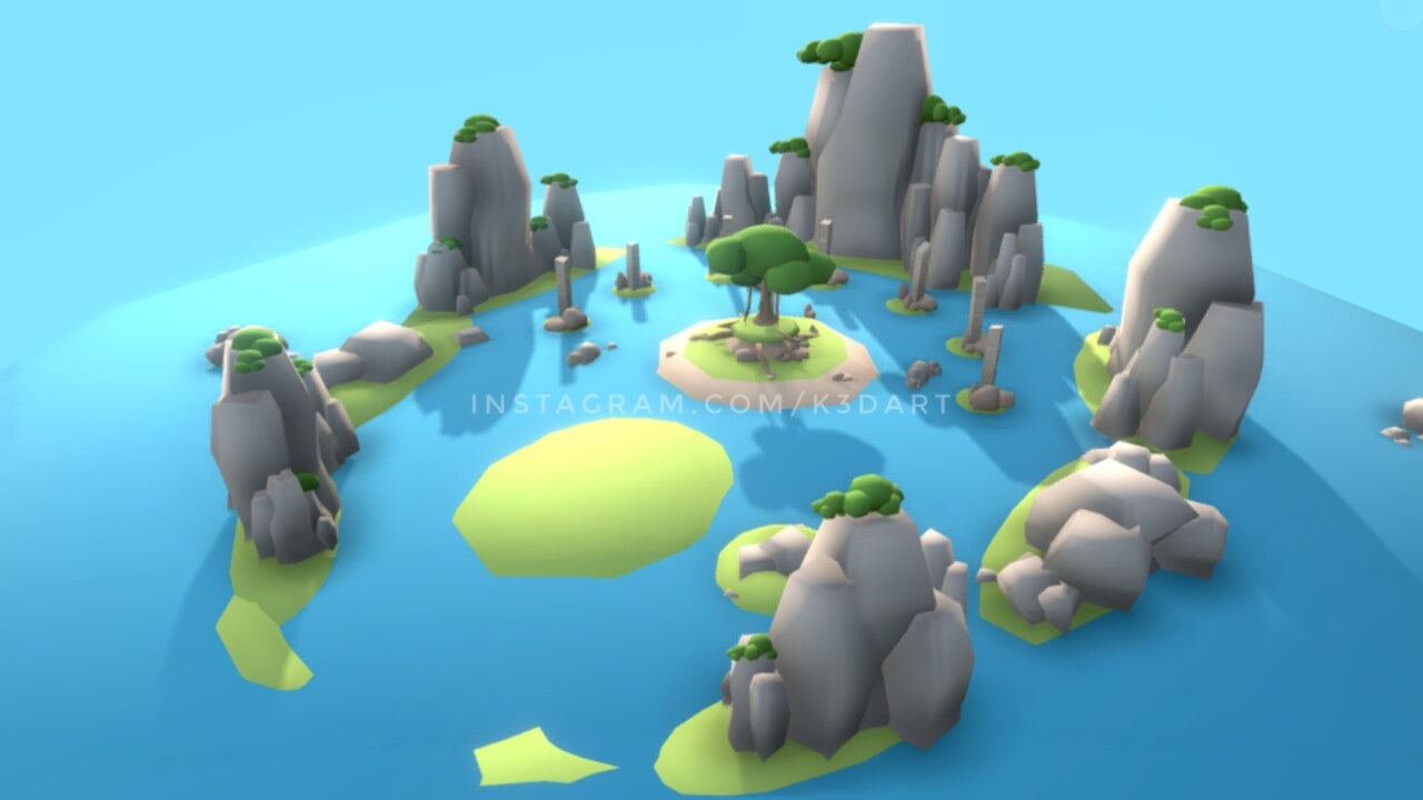 ArtStation - Fantasy island 2 - Low poly Game level | Game Assets