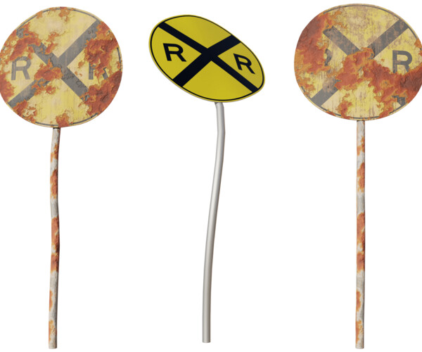 ArtStation - W10-1 Road Signs Rusted Old and Clean versions Low-poly 3D ...