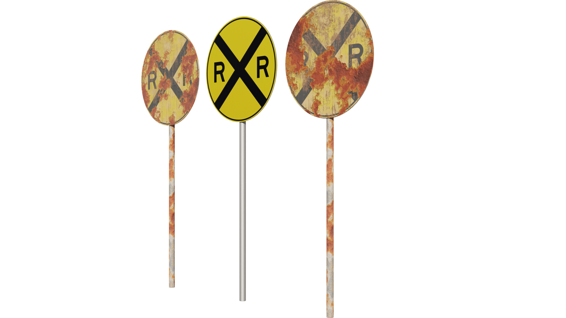 ArtStation - W10-1 Road Signs Rusted Old and Clean versions Low-poly 3D ...