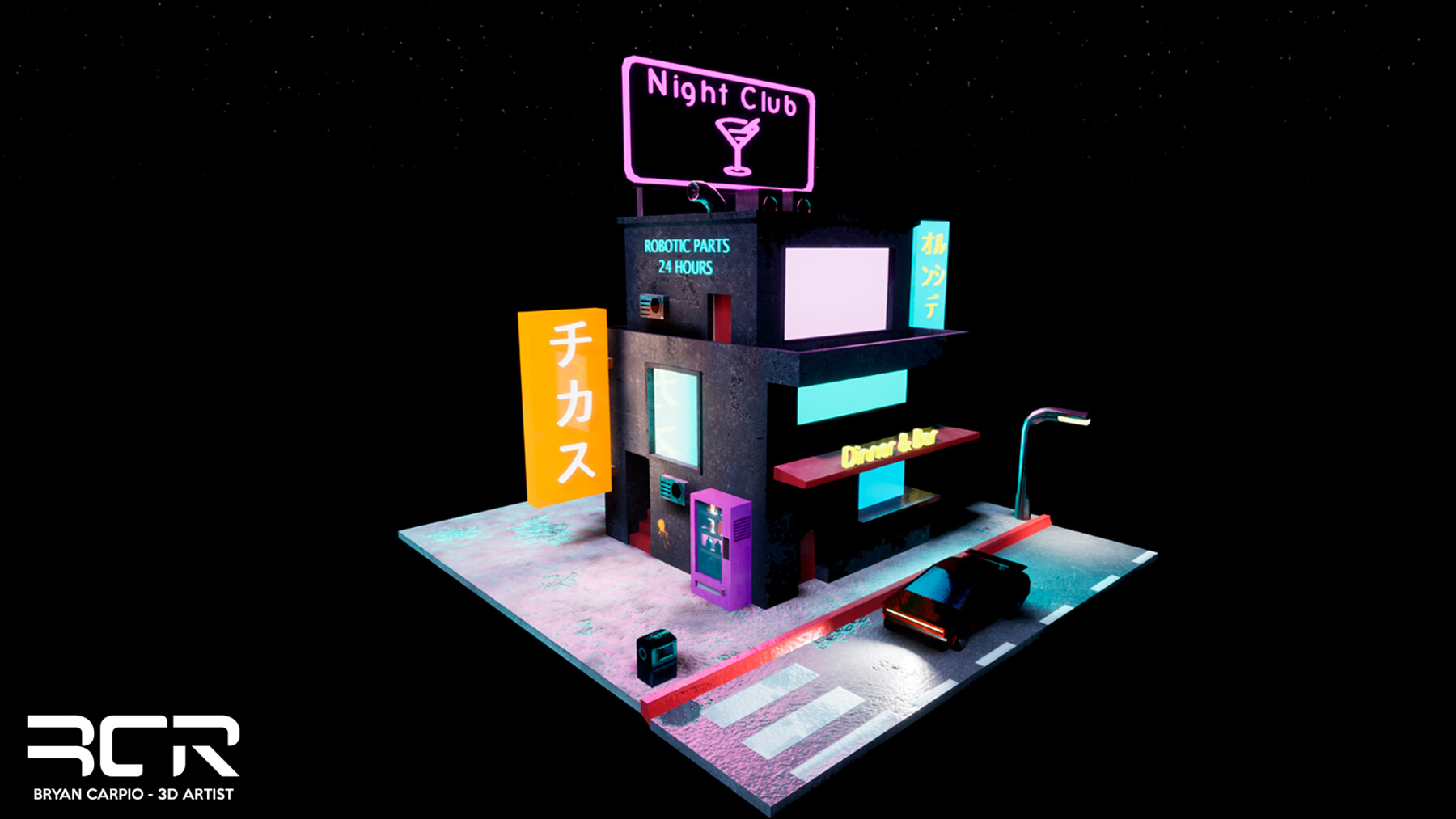 ArtStation - Cyberpunk Building - Low Poly Game Ready Low-poly 3D model ...