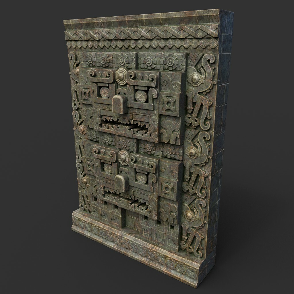 ArtStation - Low poly Mayan Inca Aztec Wall Modular Pack Mossy 210616 ...