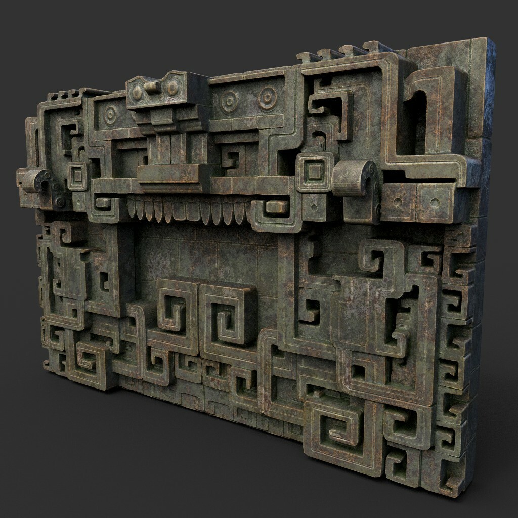 ArtStation - Low poly Mayan Inca Aztec Wall Modular Pack Mossy 210616 ...
