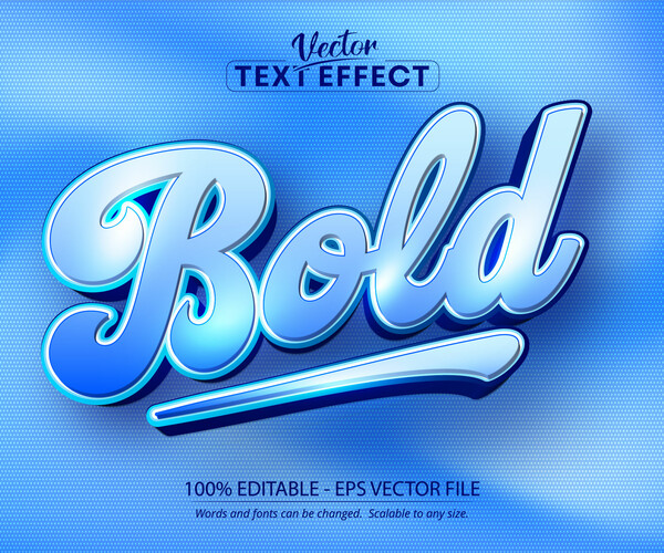 ArtStation - Bold text, blue color style editable text effect | Artworks