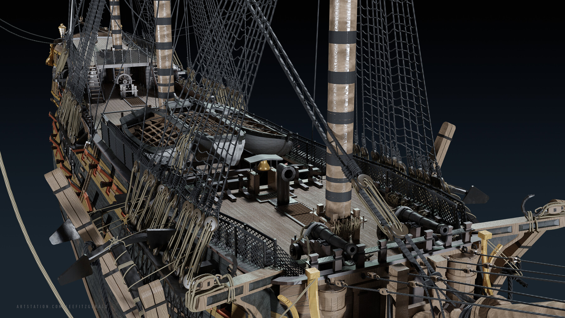 ArtStation - HMS Leopard - Galleon / Pirate Ship 3D Model | Resources
