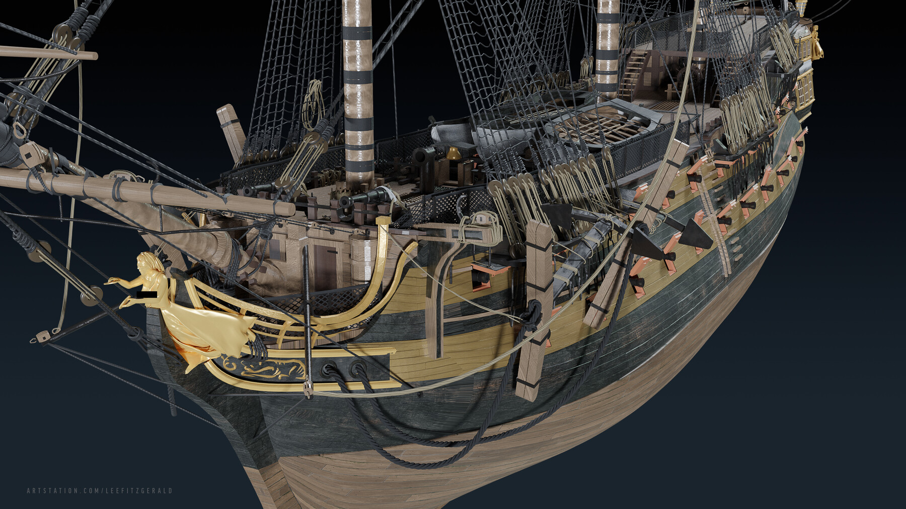 ArtStation - HMS Leopard - Galleon / Pirate Ship 3D Model | Resources