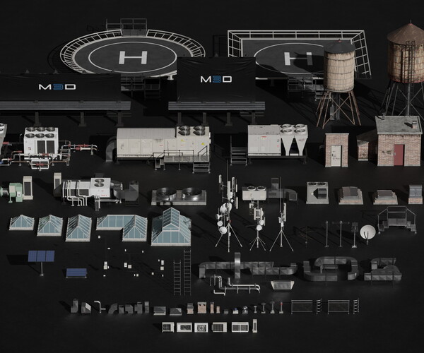 ArtStation - Rooftop Props Collections | Game Assets