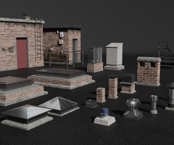 ArtStation - Rooftop Props Collections | Game Assets