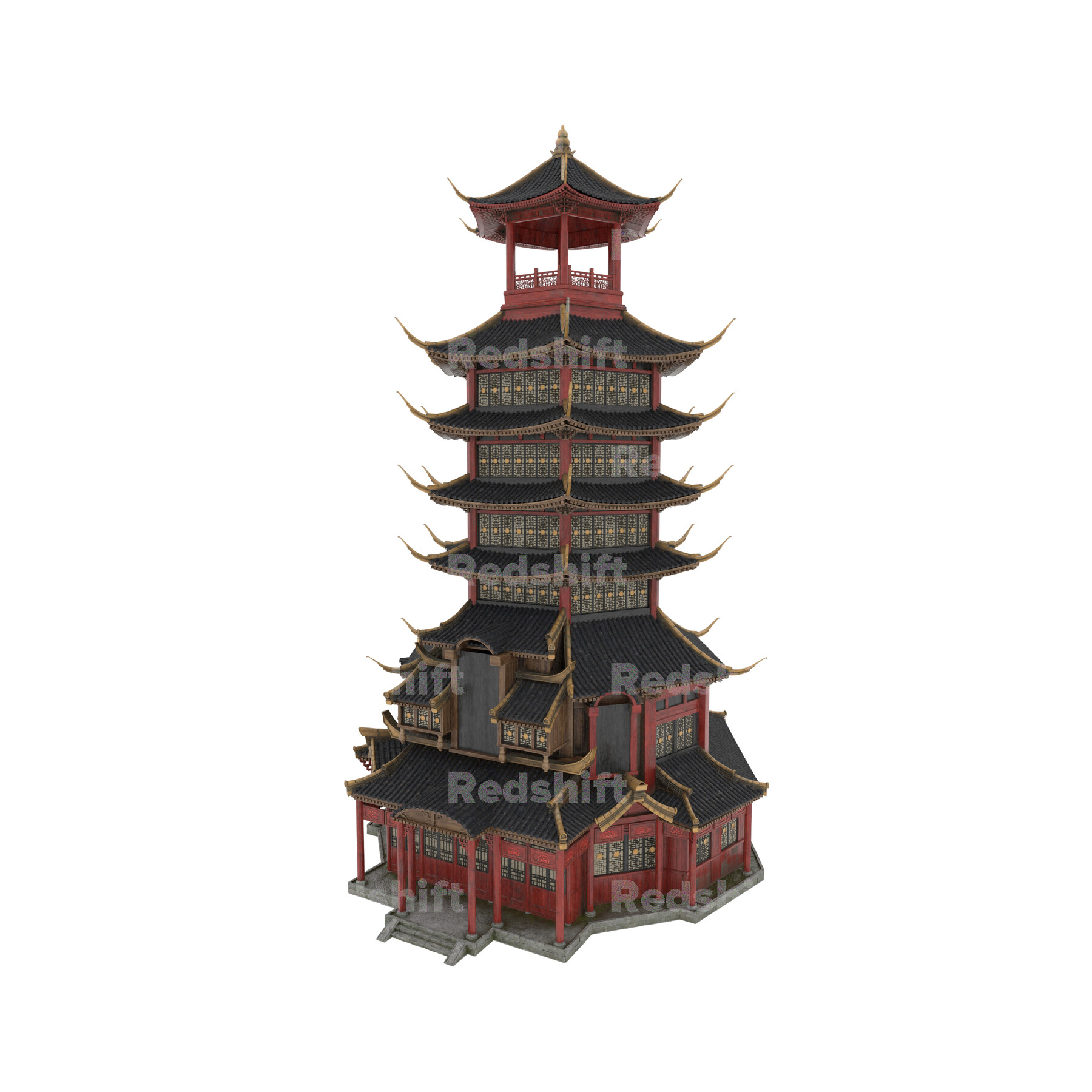 ArtStation - Chinese style ancient architecture tower J | Resources