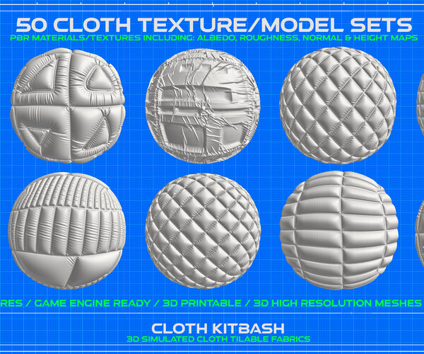 ArtStation - 50 CLOTH TEXTURE/MATERIAL SETS & MODELS | Game Assets