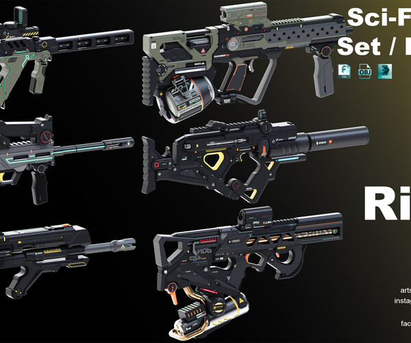 ArtStation - Sci-Fi Rifles Set / Kitbash | Resources