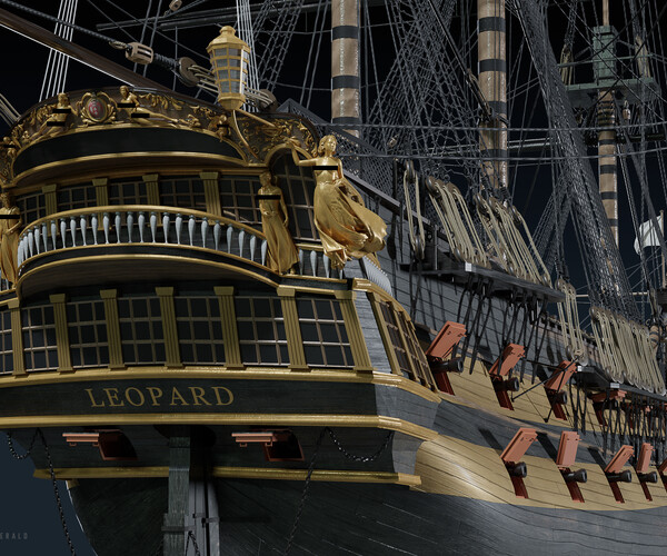 ArtStation - HMS Leopard - Galleon / Pirate Ship 3D Model | Resources