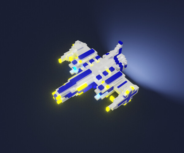 ArtStation - 3d voxel space ship fighter | Game Assets