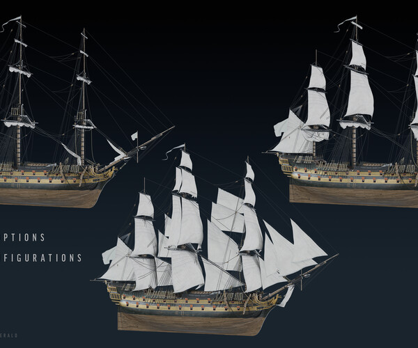 ArtStation - HMS Leopard - Galleon / Pirate Ship 3D Model | Resources