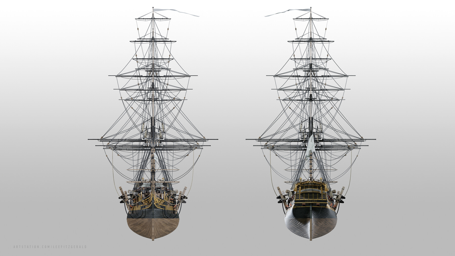 ArtStation - HMS Leopard - Galleon / Pirate Ship 3D Model | Resources