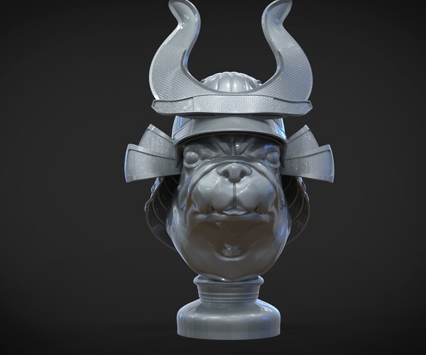 ArtStation - Pug Samurai Bust for 3d print | Resources