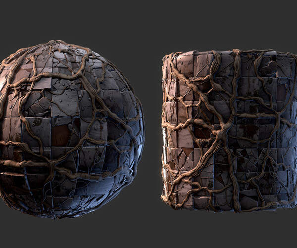 ArtStation - Stylized Old Tiles with Roots - Substance Designer | Resources