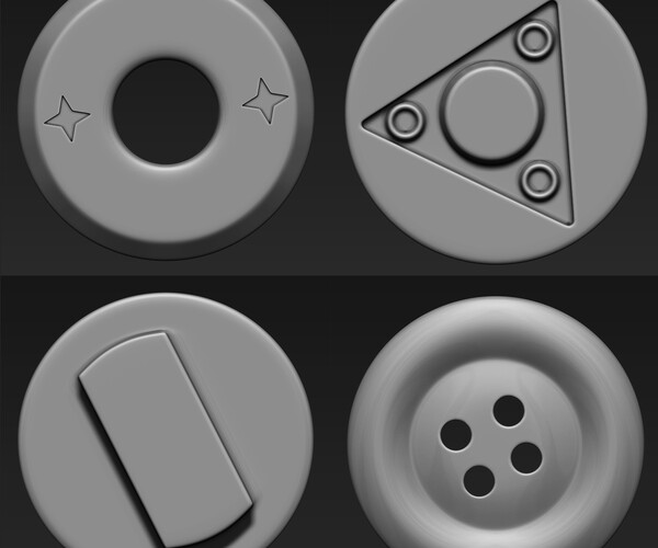 ArtStation - Buttons Collection IMM Brush Pack (21 in One) VOL. 2 | Brushes