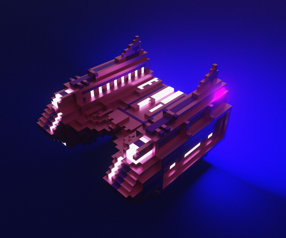 ArtStation - 3d voxel space ship fighter | Game Assets