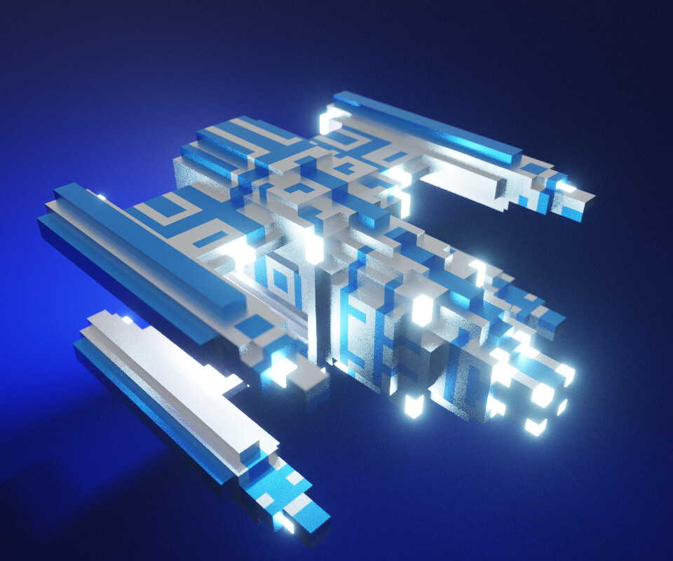 ArtStation - 3d voxel space ship fighter | Game Assets