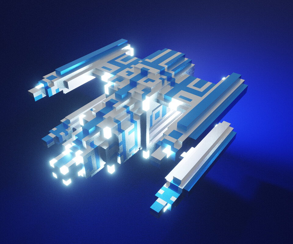 ArtStation - 3d voxel space ship fighter | Game Assets