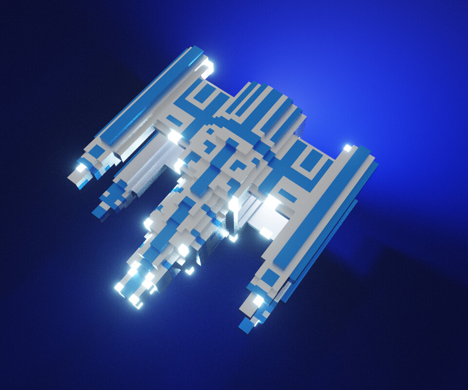 ArtStation - 3d voxel space ship fighter | Game Assets