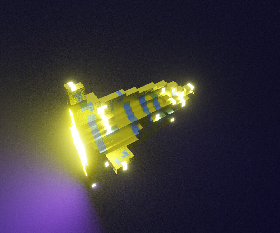 ArtStation - 3d voxel space ship fighter | Game Assets