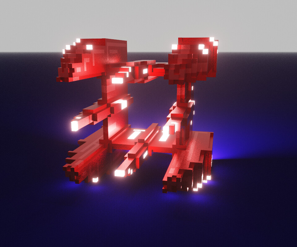 ArtStation - 3d voxel space ship fighter | Game Assets