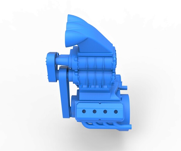 ArtStation - Diecast 3D printable V8 engine with double supercharger ...