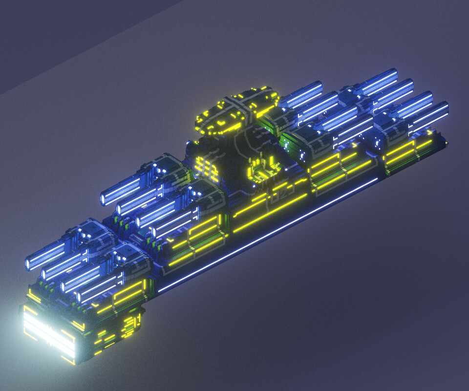 ArtStation - 3d voxel iso space ship | Game Assets