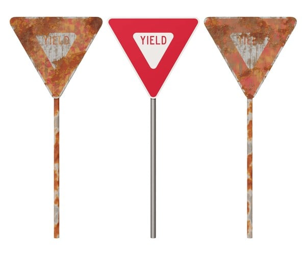 ArtStation - Yield Road Signs Rusted Old and Clean versions Low-poly 3D ...