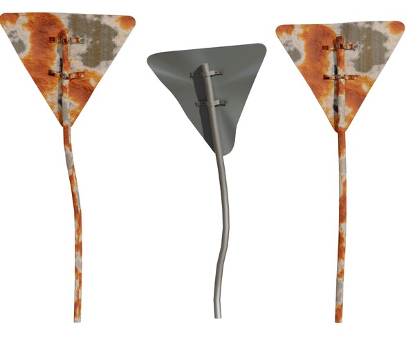 ArtStation - Yield Road Signs Rusted Old and Clean versions Low-poly 3D ...